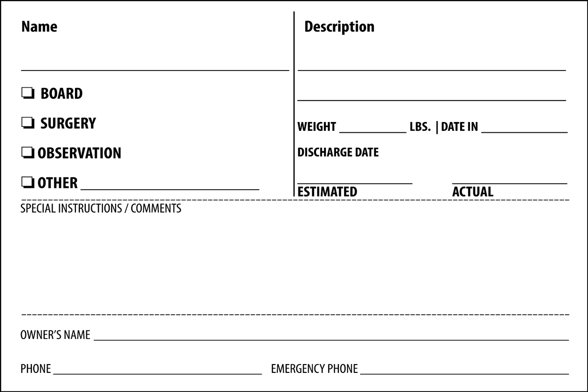 Cage Cards (CAGECARD) | Purchase Cage Cards for Veterinarians or ...